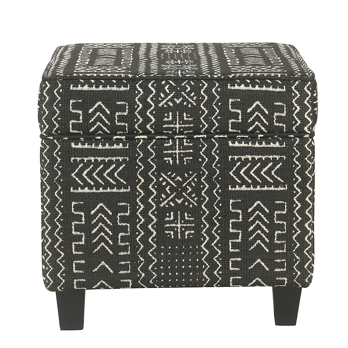 Homepop Home Decor | K7342-F2267 | Classic Square Storage Ottoman with Lift Off Lid | Ottoman with Storage for Living Room & Bedroom, Onyx, Large