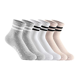 Antrop Women Quater Crew Athletic Running Cotton Cushion Socks (6 Pairs)