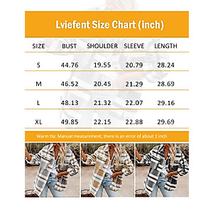 Lviefent Womens Casual Wool Blend Plaid Flannel Shackets Jacket Button Down Shirt Coat (Z-Grey, Small)