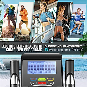 ANCHEER Elliptical Machine,Pre-Programmed Elliptical Machine with 16 Levels of Magnetic Resistence