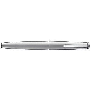 Lamy 2000 silver - elegant fountain pen in a velvety matt polished stainless steel barrel - 14 ct. gold nib, partially platinum-plated - nib size F