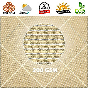 Royal Shade 12' x 18' Cream Rectangle Sun Shade Sail Canopy Outdoor Patio Fabric Screen Awning RTAPR1218 - UPF50+ 95% UV Blockage, Heavy Duty, Water & Air Permeable (We Make Custom Size)