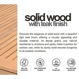 Amazonia Berlin Patio Dining Teak Finish and Ideal, 9-Piece Outdoor Furniture Set, Light Brown