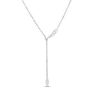 Mia Sarine Rhodium Plated 925 Sterling Silver Adjustable Cable Chain Necklace for Women Made in Italy White Cable