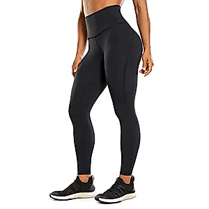 CRZ YOGA Ulti-Dry Workout Leggings for Women 25'' - High Waisted Yoga Pants 7/8 Athletic Running Fitness Gym Tights Black Large