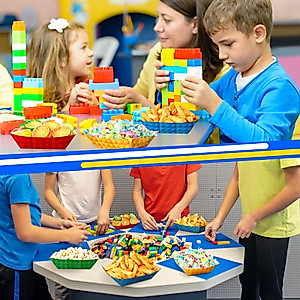 Ctosree 60 Pcs Building Block Favor Paper Food Trays Large Brick Theme Party Disposable Serving Tray Food Boats Nacho Trays Hot Dog Holder Concession Stand Supplies for Building Block Themed Party