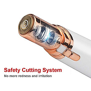 Sky Tower Professional Battery-Operated Women's Painless Facial Hair Remover, IPX7 Waterproof, for Face Upper Lip Chin Peach Fuzz Cheeks Arm (White)