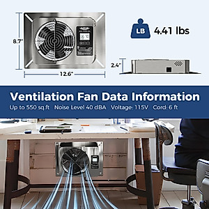 ALORAIR 300 CFM Crawlspace Ventilator Fan with Humidistat, Stainless Steel Exhaust Vent Fans with Digital Display, Timing Cycle, Freeze Protection Thermostat, for Basement, Garage, Attic, Grow Tent