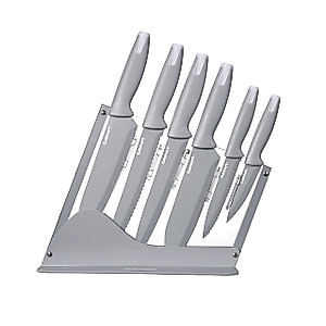 Cuisinart 7pc Ceramic Coated Cutlery Set with End Caps in Acrylic Stand, GREY