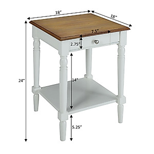 Convenience Concepts French Country 1 Drawer End Table with Shelf, Driftwood/White