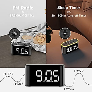 Odokee Loud Alarm Clock Radio for Heavy Sleepers, 7 Color Night Light, Easy to Set, 0-100% Dimmer, 3 Sound Adjustable Volume, FM Radio w/Sleep Timer, USB Charger, Digital Alarm Clock Radio for Bedroom