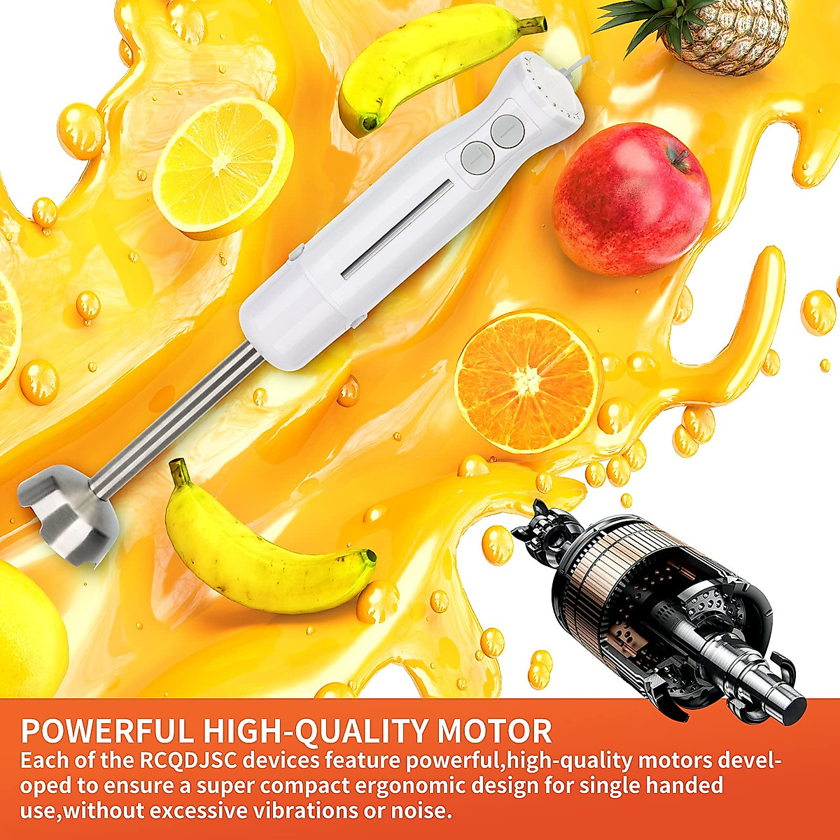 Immersion Hand Blender, Handheld Blender, 5-in-1 Multi-Function Stick Mixer, 600w 10 Speed Manual Mixer With Turbine, Mixer For Food Whipping, Milk Mixer/Egg Mixer,/Mortar and Beaker/Measuring Cup