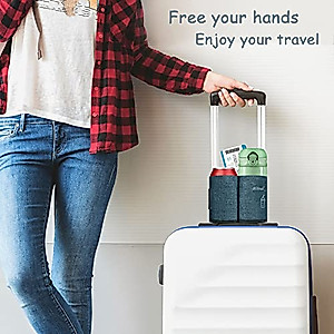 ACdream Luggage Cup Holder, Suitcase Drink Carrier, Free Hand Portable Water and Coffee Caddy Attachment, Flight Attendant Gift Gadgets, Airport Travel Accessories for Airplane, Green