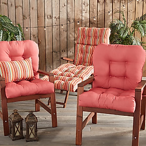 South Pine Porch Outdoor Seat/Back Chair Cushion, Coral