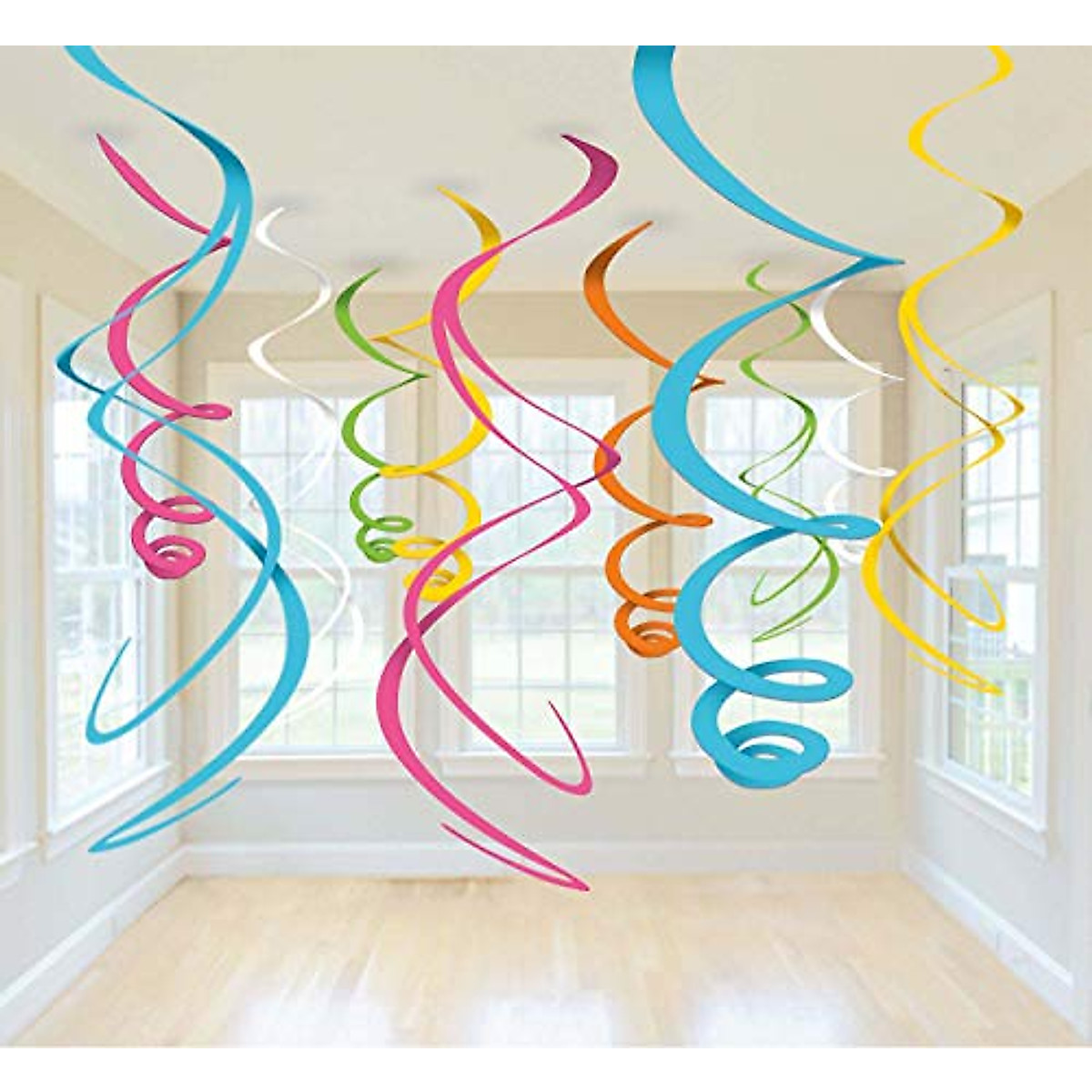 Multicolor Plastic Swirl Decorations - 22", 12 Pcs