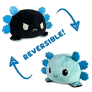 TeeTurtle - The Original Reversible Axolotl Plushie - Blue + Black - Cute Sensory Fidget Stuffed Animals That Show Your Mood 4 inch