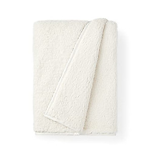 UGG Blake Sherpa Blanket - Fuzzy Throw Blanket for Couch - Warm Blanket for Living Room - Soft Sofa Blanket - Natural/Snow Trim - 50” x 70