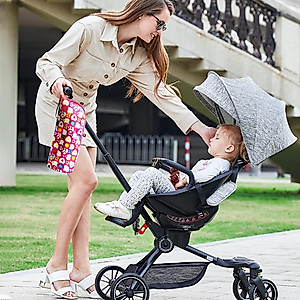 Rolin Roly 2 Pack Bottle Cooler Bag Baby Bottle Organizer with Strap Baby Thermal Insulated Bags Portable Multipurpose Breastmilk Tote 8 x 8 x 24cm (Love + wave)