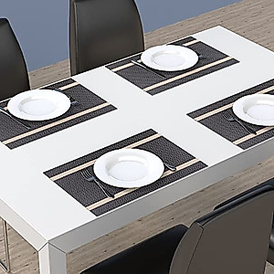 HOOMIL Placemats Set of 6, Non-Slip Heat Resistant PVC Place Mats, Washable Vinyl Table Mat for Kitchen Dining - 12 x 18 inches