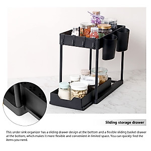 Under Sink Organizers and Storage with Drawer, 2 Pack 2 Tier Kitchen Under Sink Organizer Bathroom Under Sink Shelves Cabinet Organizer