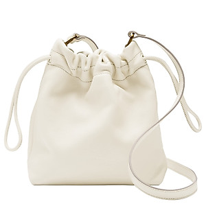 Fossil Women's Gigi Eco-Leather Small Drawstring Crossbody Purse Handbag, Angora (Model: ZB1526159)