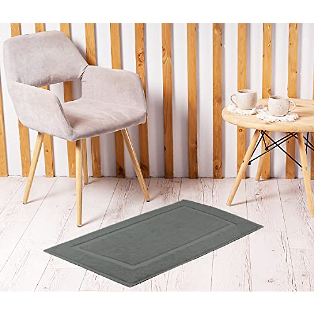 Utopia Towels Bundle Pack of 600 GSM Bath Sheet Set (2-Pack) and Banded Bath Mats (2-Pack) – 100% Ring-Spun Cotton – Highly Absorbent – Soft & Luxurious – Grey