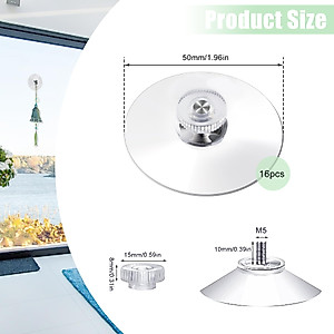 Lianxuia 16 Pcs Suction Cup Plastic Suction Pads, 50mm/1.96 inch Clear PVC Sucker Pads, Strong Adhesive Suction Holder with M5 Screw Nut for Windows, Bathrooms, Glass Walls, Car Sun Shades