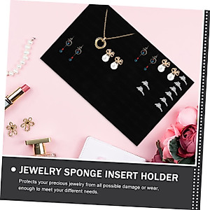 FONDOTIN 3pcs Jewelry Box necklace display stand foam insert pads black foam ring insert ring insert pad earring sponge tray drawer inserts Jewelry Insert Sponge earrings travel Organizer