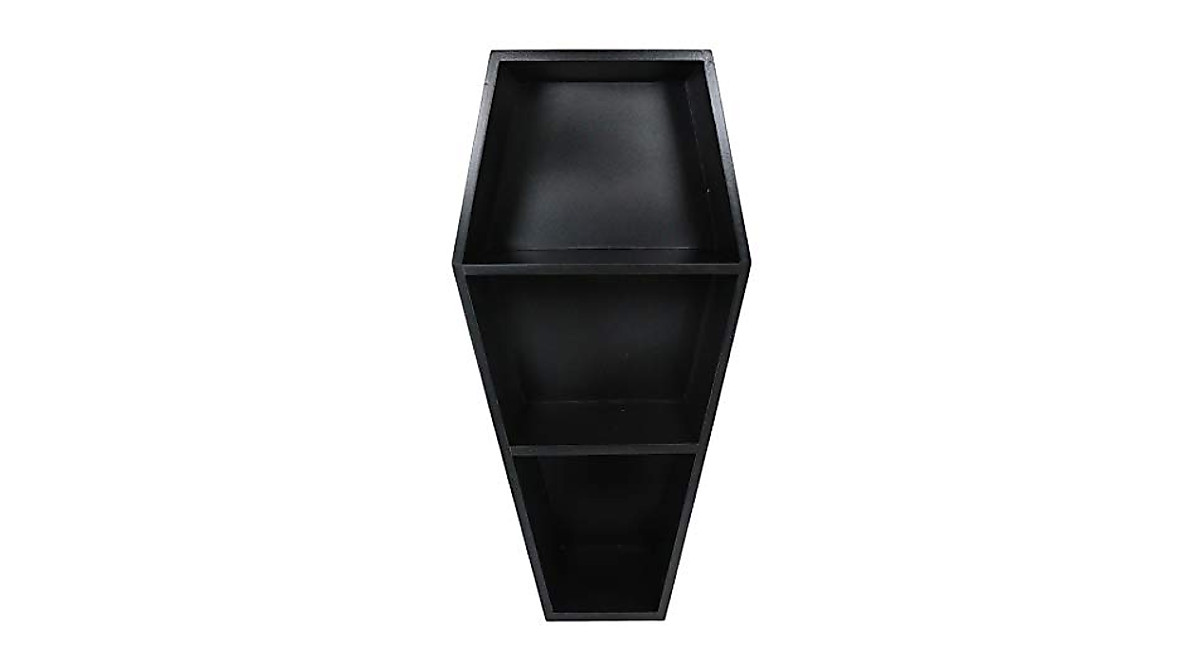 Gothic Coffin Wall Shelf - Unique Macabre 3-Tier Display