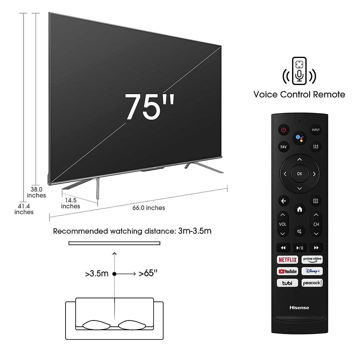 Hisense ULED Premium 75U7G QLED Series 75-inch Android 4K Smart TV with Alexa Compatibility, 1000-nit HDR10+, Dolby Vision Atmos, 120Hz, Game Mode Pro