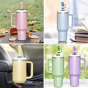 10mm Straw Covers Cap Topper for Stanley Cups, 8PCS Reusable Silicone Straw Covers Topper for Stanley 30 Oz 40 Oz Tumbler with Handle, Mini Cup Straw Cover Dispenser Tips for Stanley Cups Accessories