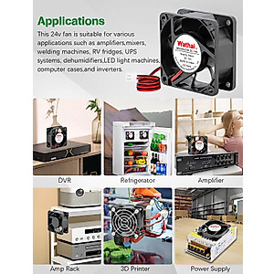 Wathai 60mm x 25mm 24V Case Fan 2Pin DC Brushless for DIY Exhaust Cooling Project