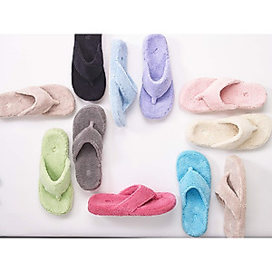 Acorn Women's Spa Thong Slippers with Cloud Contour Comfort - Arch Support and Plush Fluffy Terry Lining, Perfect for Beach, Camping, Poolside, or Bathroom Wear, Periwinkle, 6.5 - 7.5