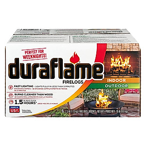 Duraflame 2.5 Pound 3 Hour Long Burn Time Indoor and Outdoor Quick Light Fire Log for Camping, Firepits, Bonfires, and Fireplaces (12 Pack)