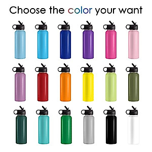 Personalized Water Bottles for Kids, 18oz/32oz Custom Name Stainless Steel Insulated Water Bottle with Straw Lid & Handle, Customized Boys Girls Sports Water Bottle Gifts for School-Solid