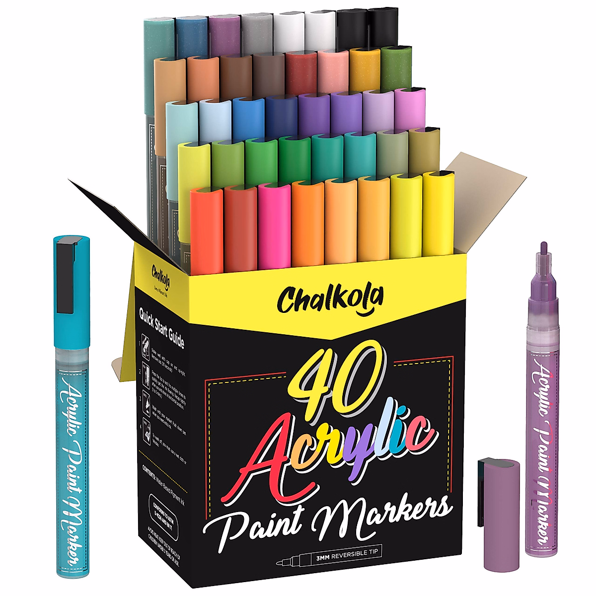 Chalkola Ultimate Bundle: 10 Dot Markers for kIds + 40 Acrylic Paint Markers (3mm)