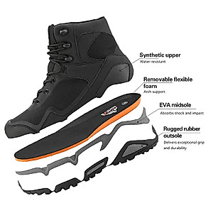 NORTIV 8 Men's Hiking Boots Waterproof Trekking Outdoor Mid Backpacking Mountaineering Shoes Size 9.5 M US BLACK JS19005M