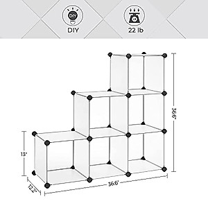 SONGMICS Cube Storage Organizer Bundle with Shoe Rack, Customizable Plastic Cabinet, Modular Bookshelf Storage Unit, Space-Saving for Entryway, Closet, Living Room, Bedroom, White ULPC06W and ULPC44S