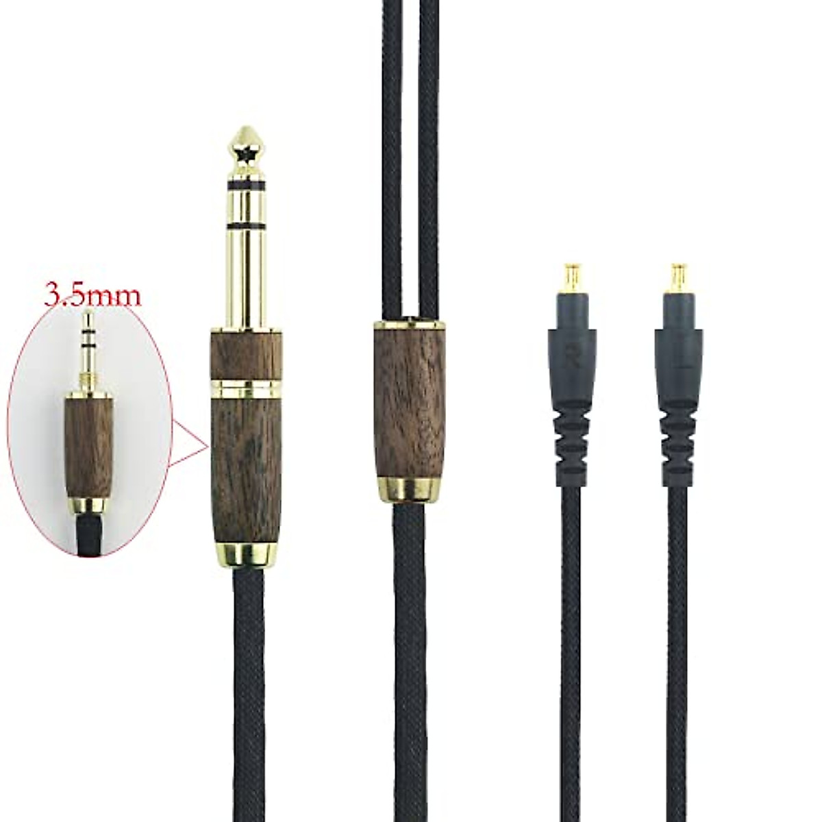 NewFantasia Replacement Audio Upgrade Cable 6N OCC Copper Silver Plated Cord Compatible with Audio-Technica ATH-MSR7b ATH-SR9 ATH-ESW990H ATH-ES770H Headphone Walnut Wood Shell & 6.35mm Adapter