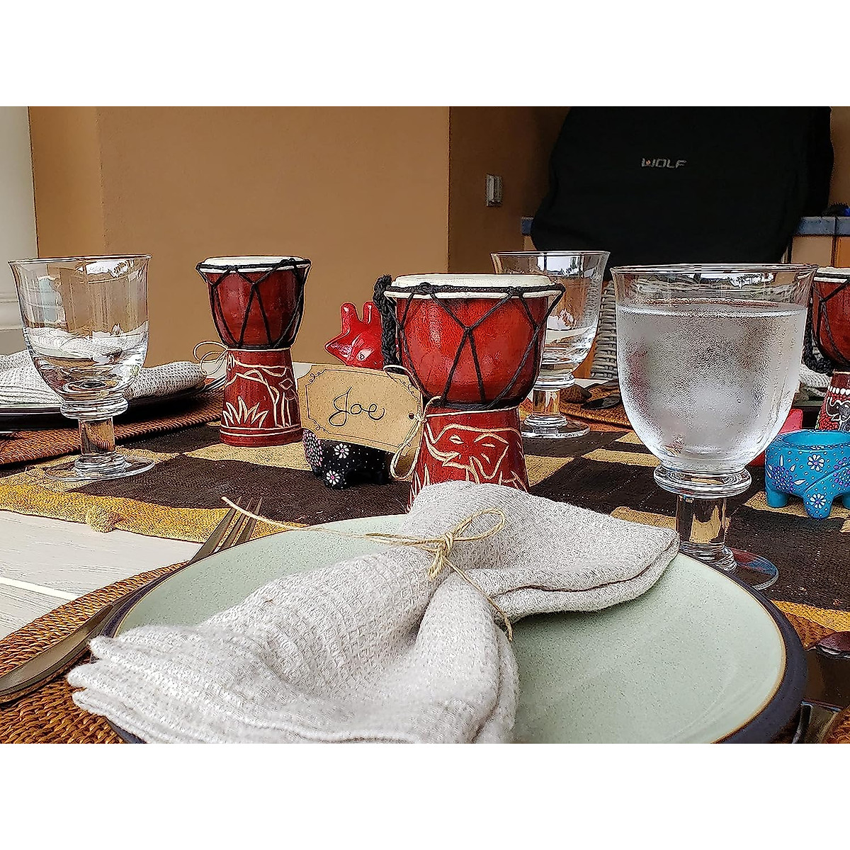 Novelty Decorative Djembe 6" high x4" top (Abstract, 6 Inch)