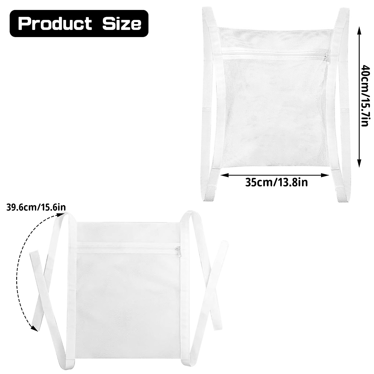 2PCS Sneaker Dryer Bag 15.7x13.8in Sneaker Washing Mesh Net for Most Dryers Door, with Elastic Straps Zippers Polyester Reusable Honeycomb Net Laundry Bags for Sneakers, Clothing, Laundry(White)