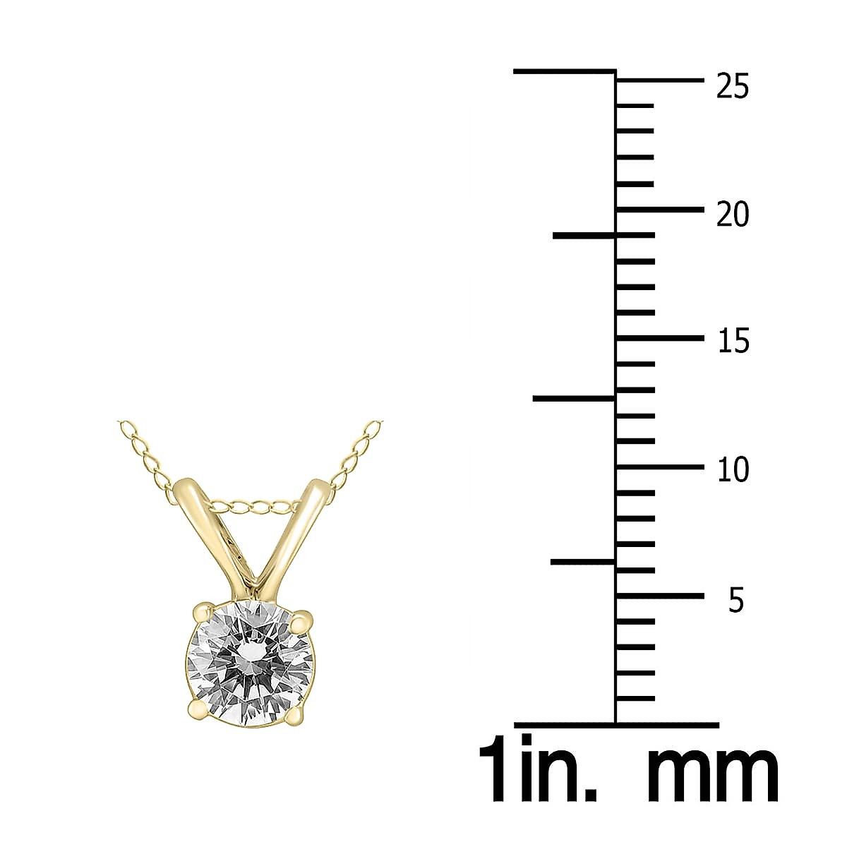 SZUL 1/3 Carat Diamond Solitaire Pendant in 14K Yellow Gold