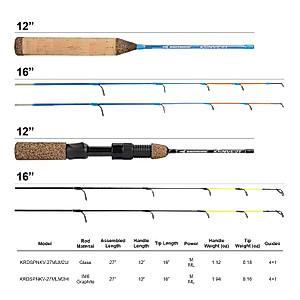 KastKing Konvert Hardwater Twin Tip Ice Fishing Rod, 27 Ice Spinning Rods, IM6 Graphite Blank, Two Action Tips in One Rod - M/ML, Rubber Cork Handle, 2pcs Reel Seat, Chartreuse Strike Tip, w/Case