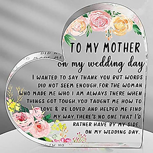 Gifts for Mother of The Bride Mother of The Bride Gifts from Daughter Thank You for Being The Best Mom Acrylic Heart Keepsake Wedding Gift from Daughter Thank You Wedding Gift (Flower)