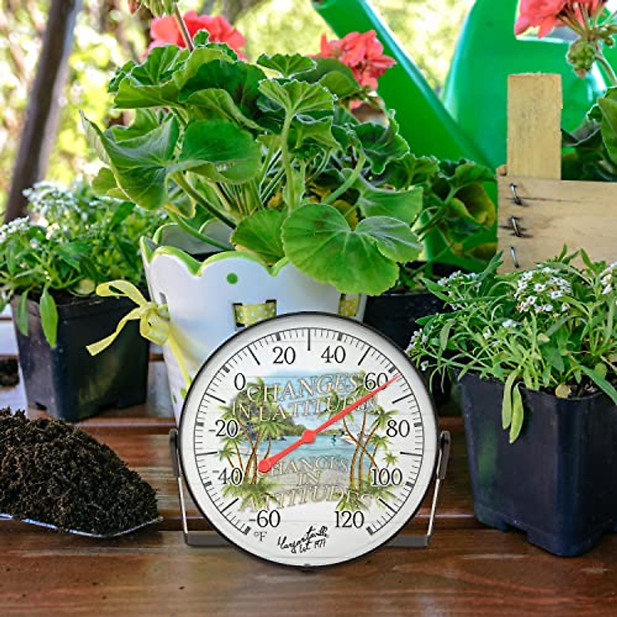 La Crosse 104-1512MV Margaritaville Changes in Latitudes, Changes in Attitudes 5 Inch Bracket Dial Thermometer