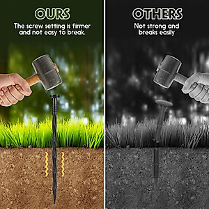 Garaook Landscape Edging Stakes, 100 Pcs 8" Plastic Garden Spikes, Spiral Nylon Anchoring Spikes for Paver Edging, Weed Barriers, Artificial Turf, Tent, Grass Pathway and More, Black