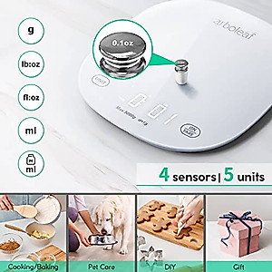 Arboleaf Food Scale Rechargeable, Kitchen Scale for Food Ounces and Grams, Smart Food Scale for Weight Loss, Small Digital Baking Food Scales for Kitchen Gift, USB Scale, 1g/0.1oz, 11lb/5kg
