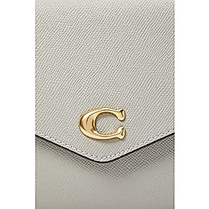 COACH Cross Grain Leather Wyn Wristlet Dove Grey One Size