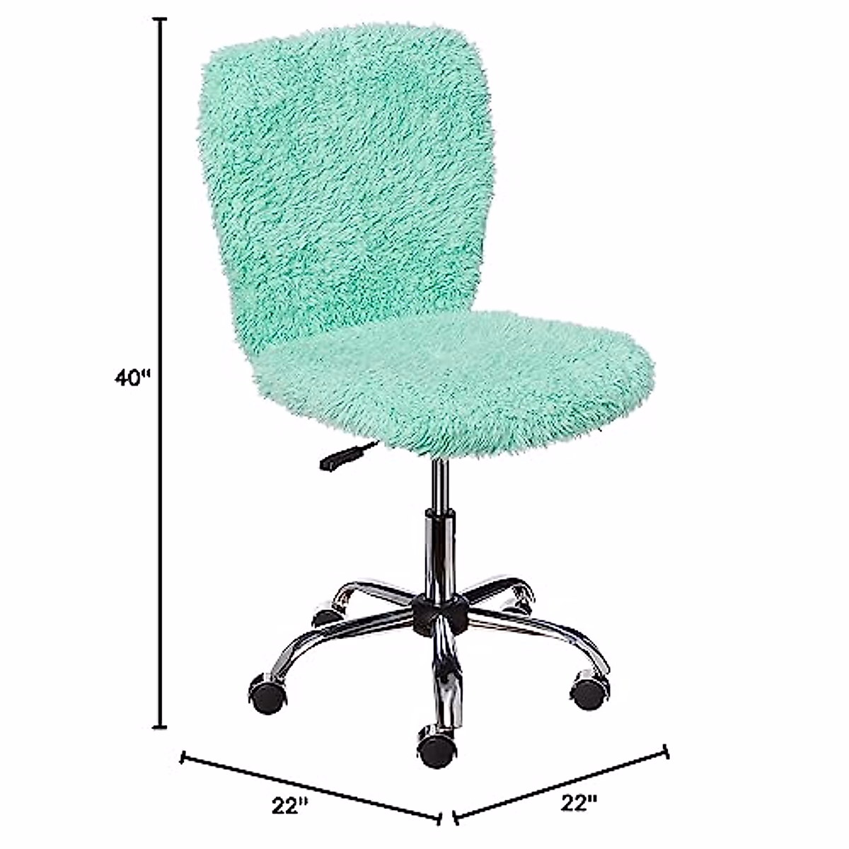 Urban Shop Faux Fur Rolling Task Chair, Mint