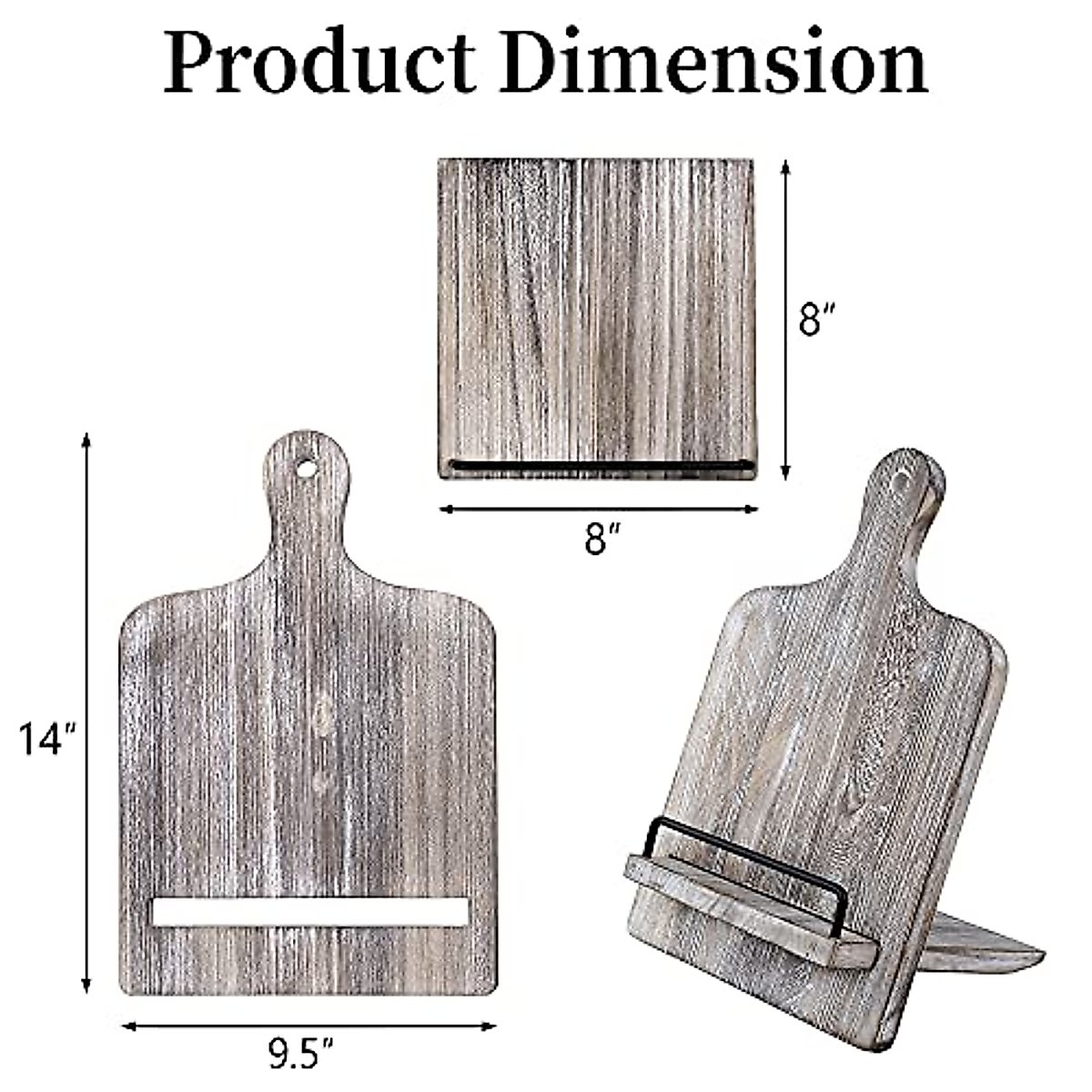 Cookbook Stand Wood Cookbook Holder: Farmhouse Kitchen Cookbook Stand - Adjustable Cookbook Recipe Stand Gray